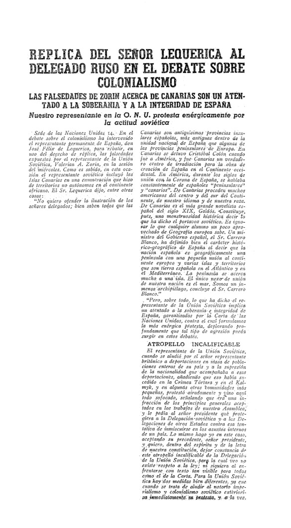 Réplica del señor Lequerica al delegado ruso en el debate sobre ...