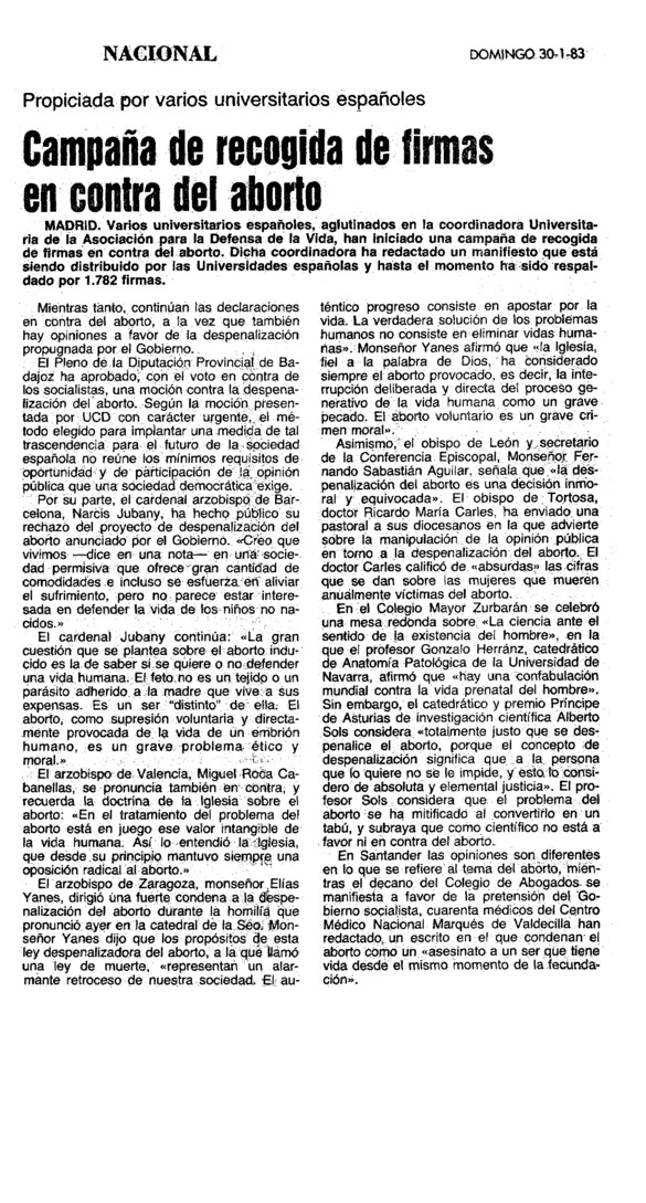 Campaña de recogida de firmas en contra del aborto - Archivo Linz de la ...