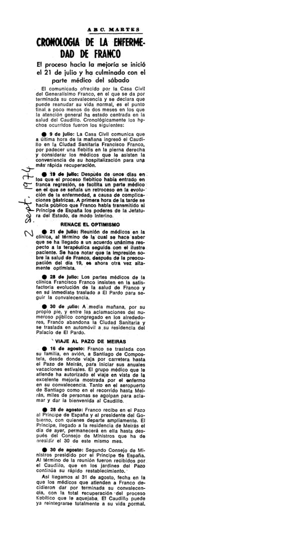 Cronología de la enfermedad de Franco - Archivo Linz de la Transición ...