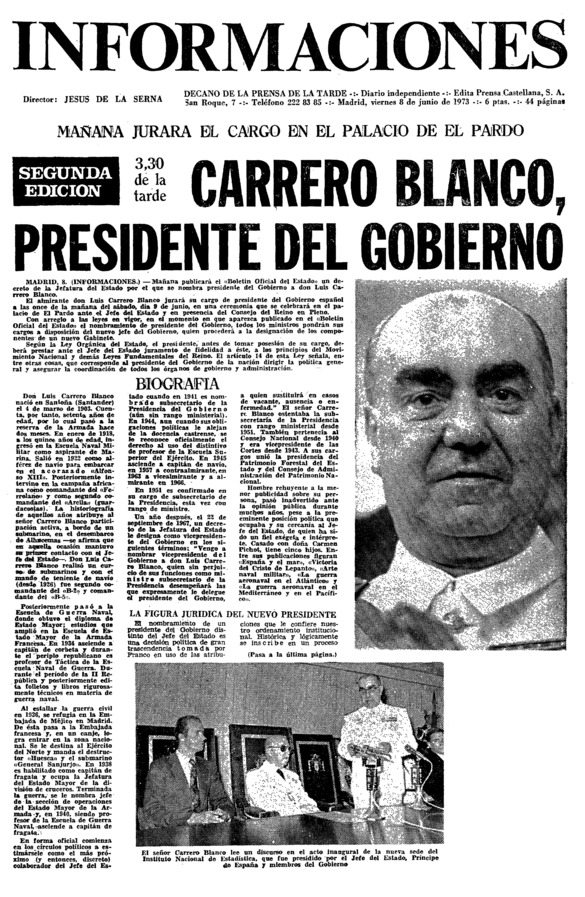 Carrero Blanco, Presidente del Gobierno - Archivo Linz de la Transición ...
