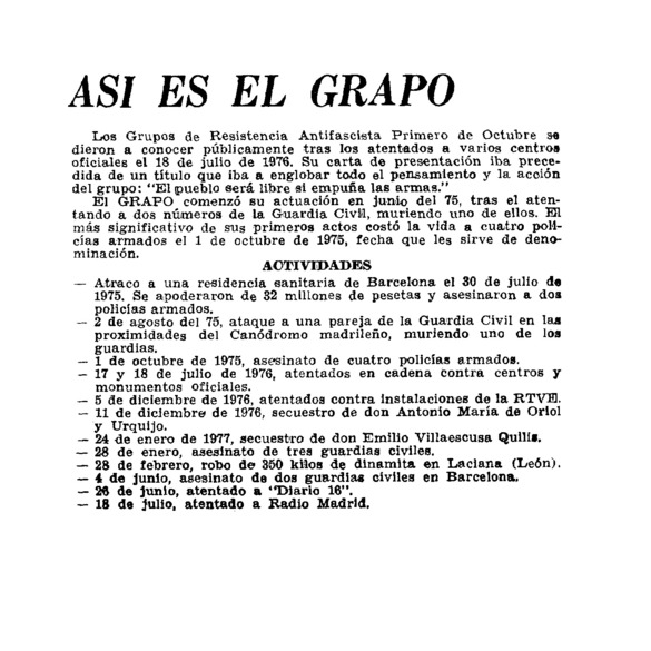 Así es el GRAPO - Archivo Linz de la Transición española | Fundación ...