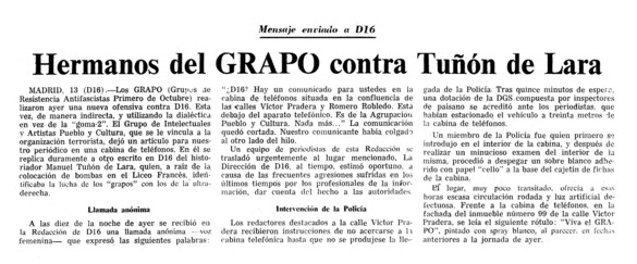 Hermanos del GRAPO contra Tuñon de Lara - Archivo Linz de la Transición ...