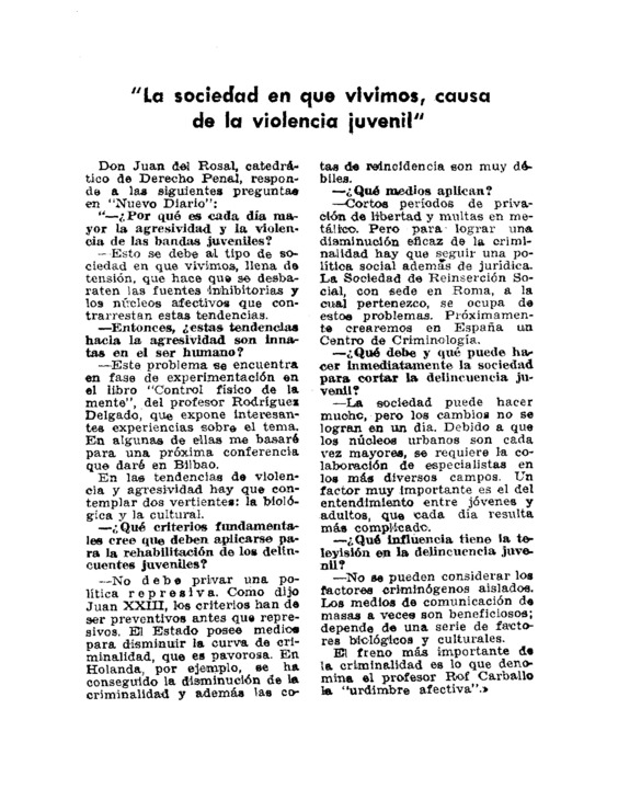 "La sociedad en que vivimos, causa de la violencia juvenil" - Archivo ...