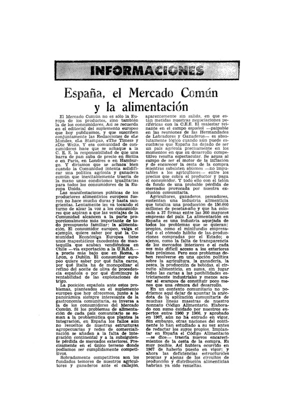 España, el Mercado Común y la alimentación - Archivo Linz de la ...